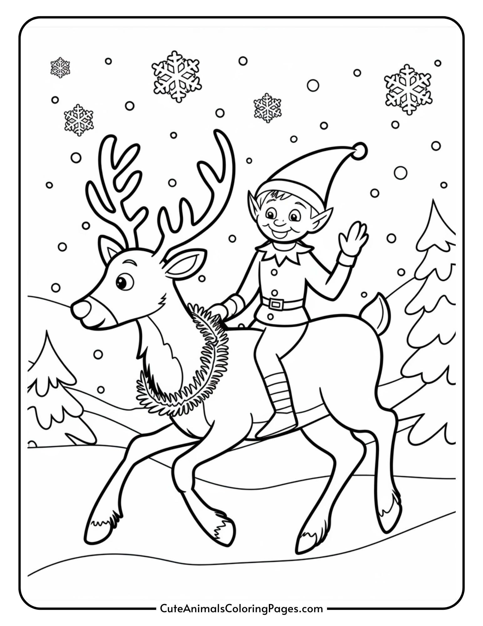 Elf on the Shelf Coloring Pages (8 Free Printable Pages) - Cute Animals ...