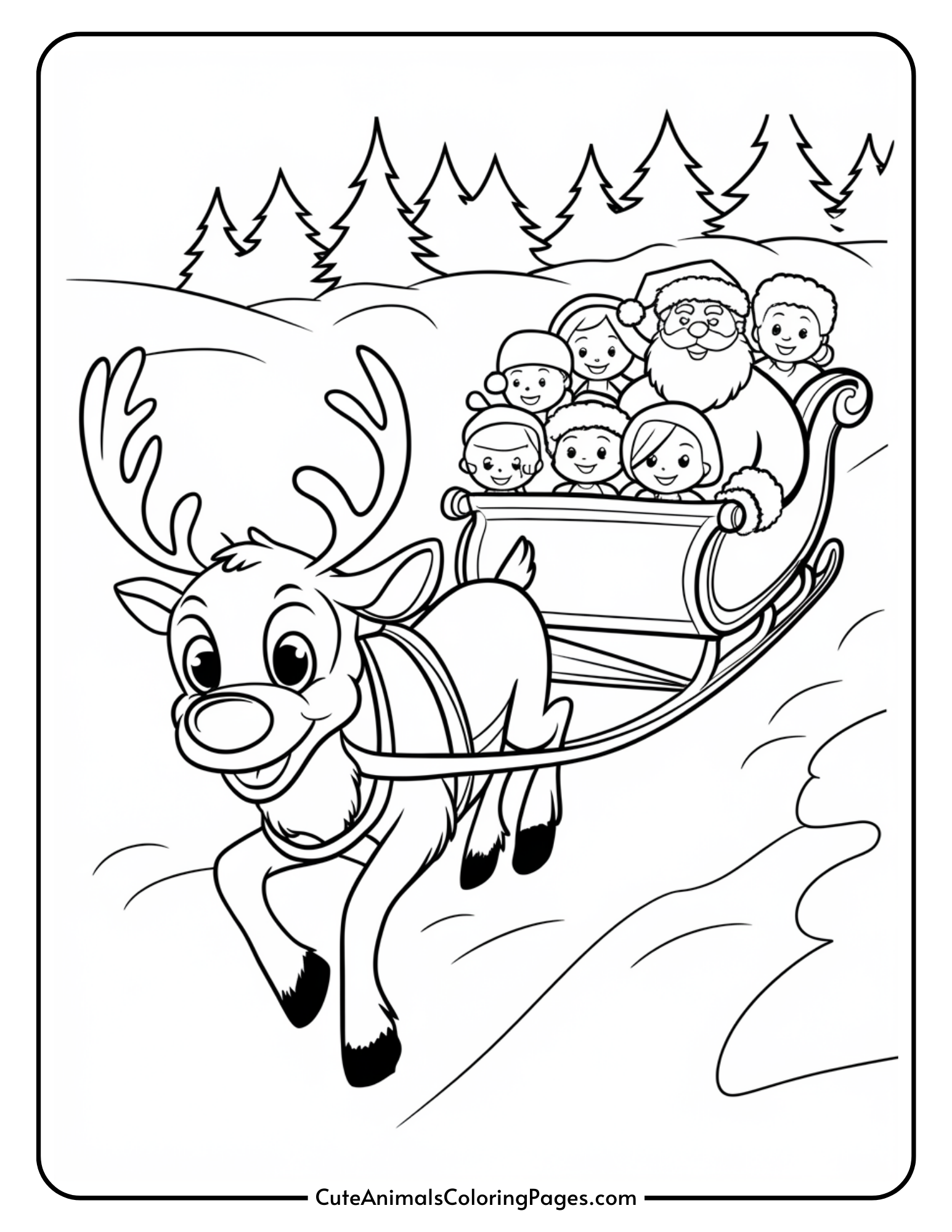 Rudolph Coloring Pages (9 Free Printable Pages) - Cute Animals Coloring ...
