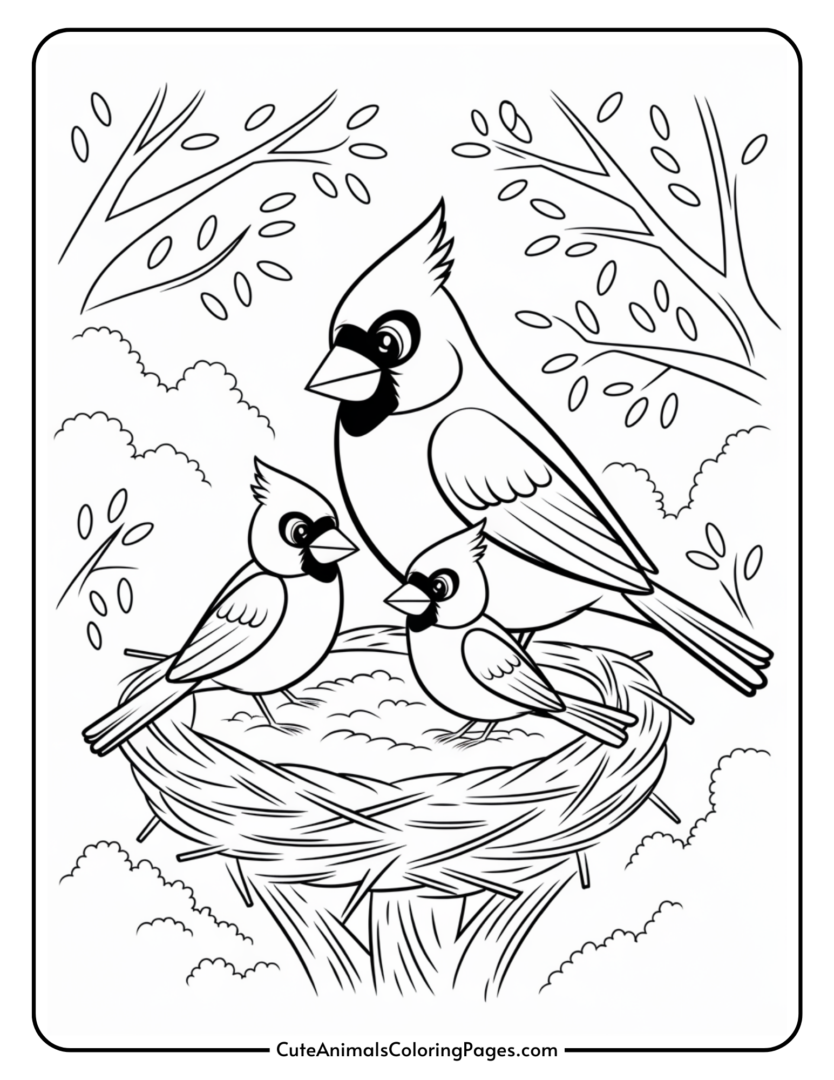 Cardinal Coloring Pages (10 Free Printable Pages) - Cute Animals ...