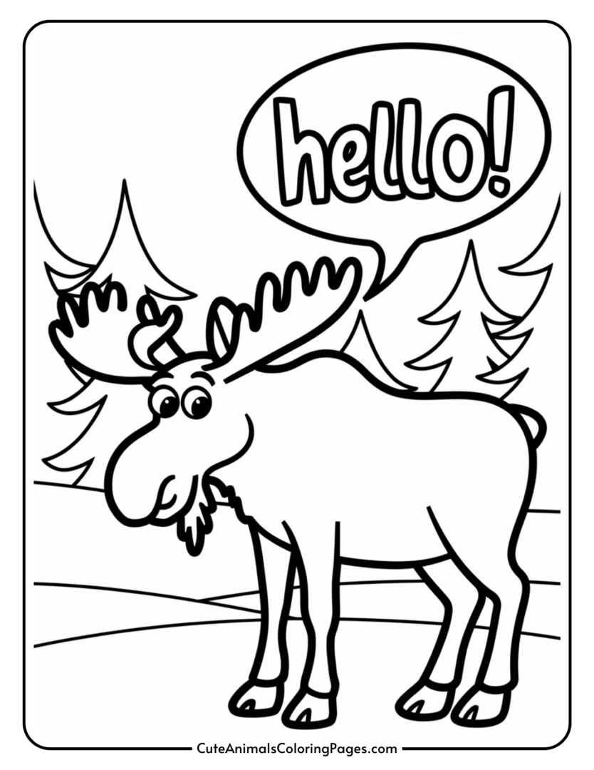 Moose Coloring Pages (7 Free Printable Pages) - Cute Animals Coloring Pages