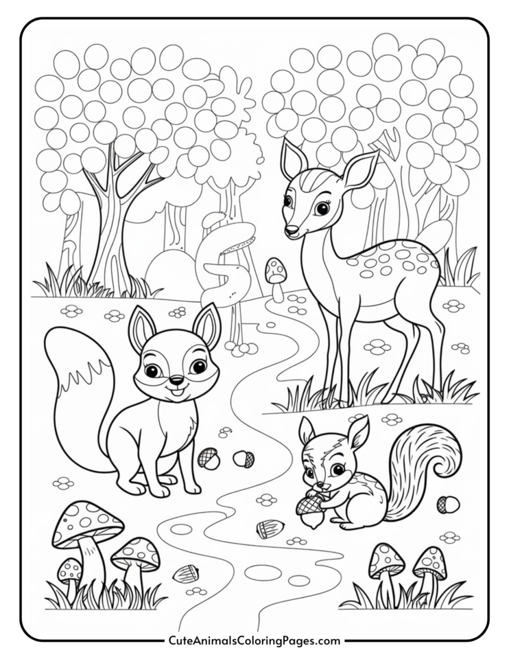 Woodland Animals Coloring Pages (4 Free Printable Pages) - Cute Animals ...
