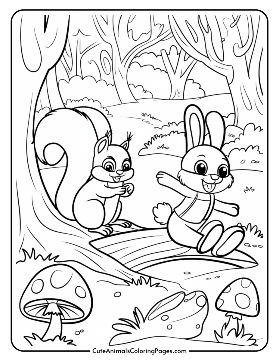Woodland Animals Coloring Pages (4 Free Printable Pages) - Cute Animals ...