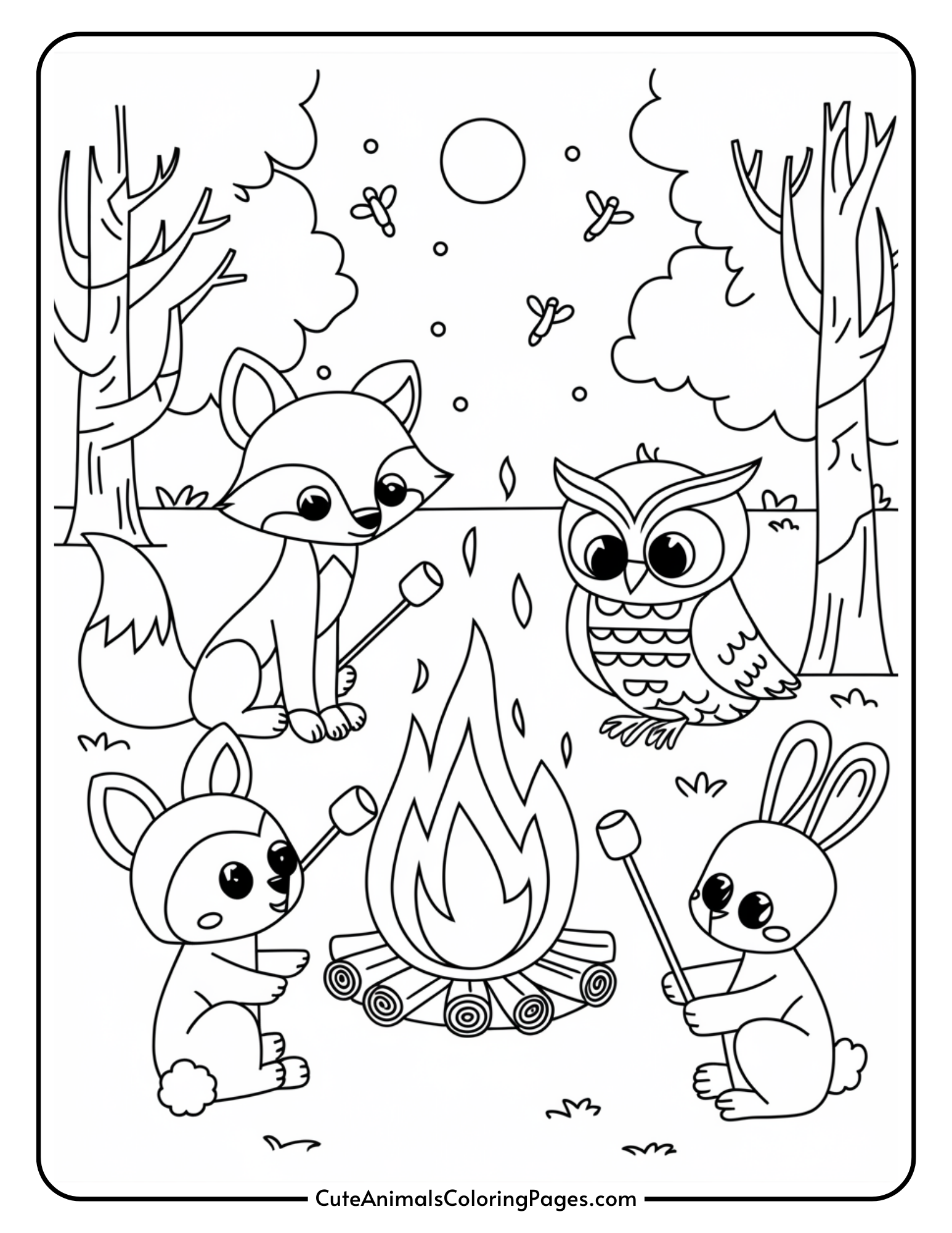 Woodland Animals Coloring Pages (4 Free Printable Pages) - Cute Animals ...
