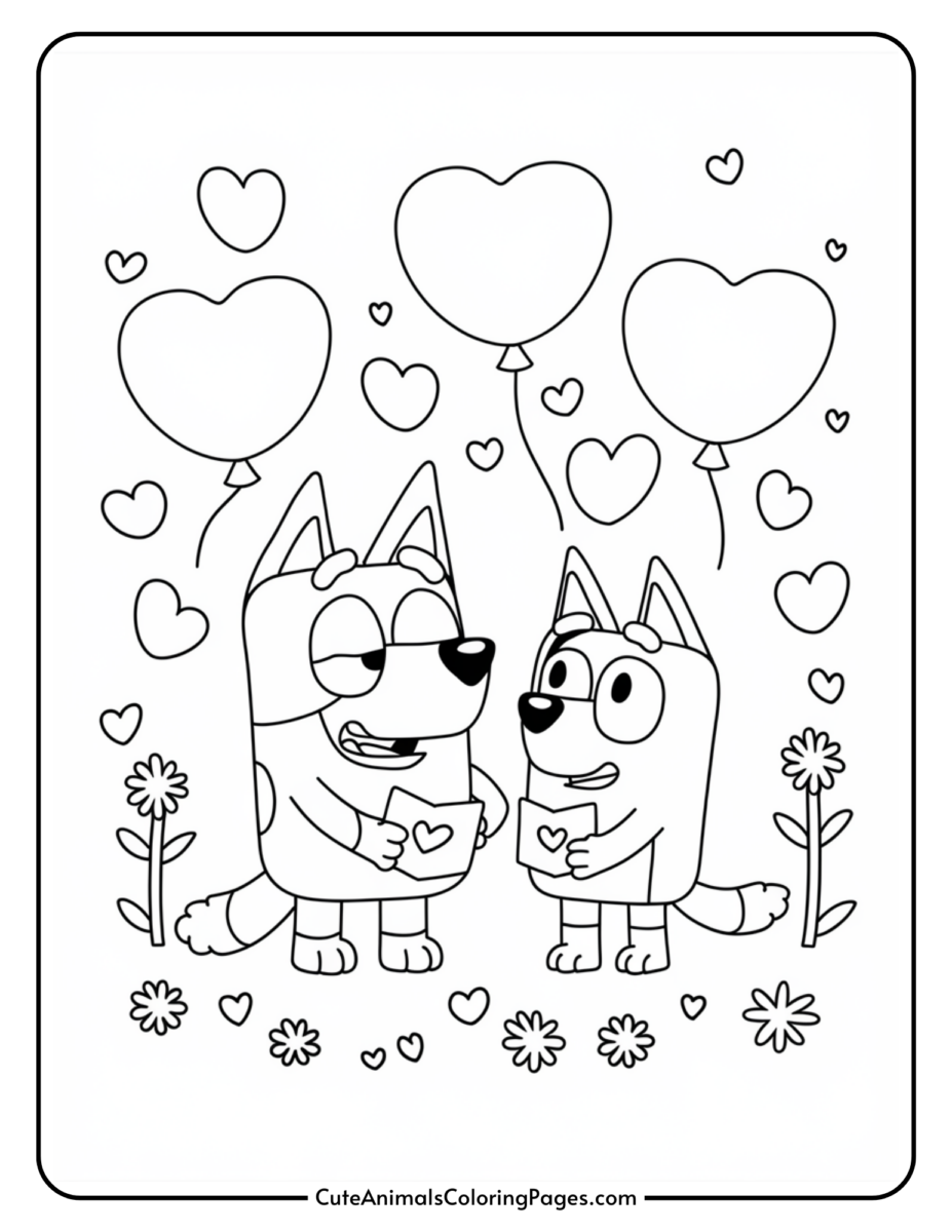 Bluey Valentines Coloring Pages (19 Free Printable PDF Pages) - Cute ...