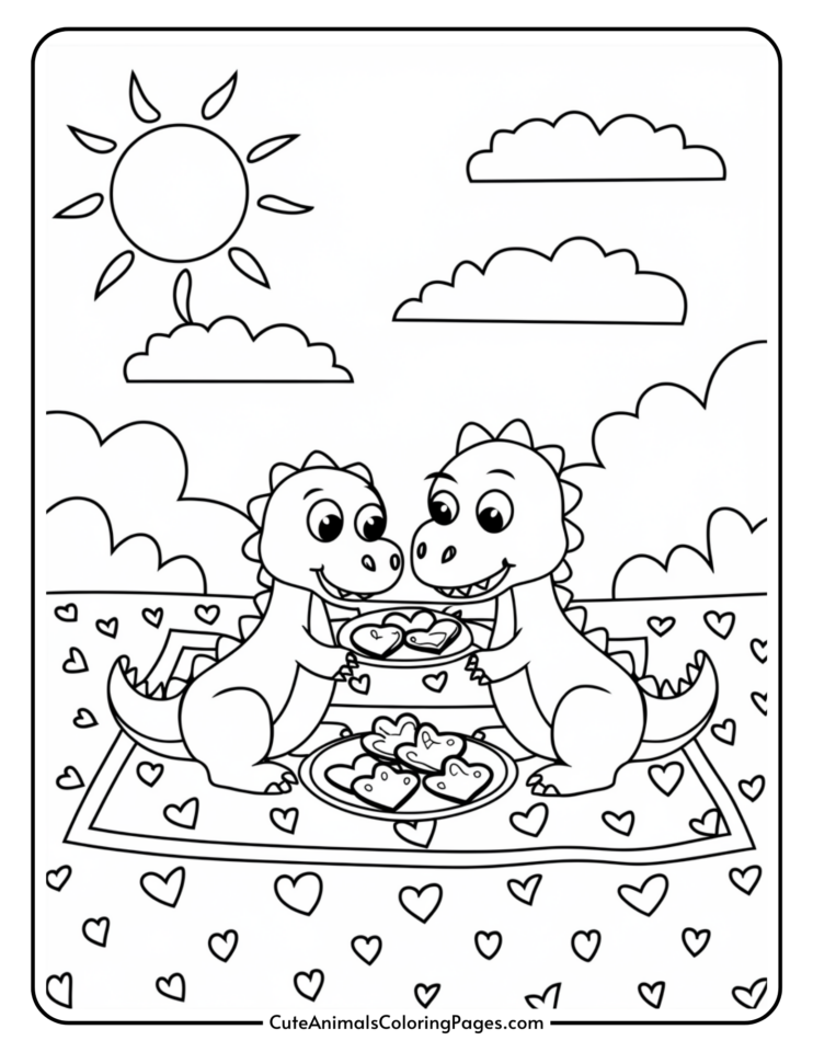 Dinosaur Valentine Coloring Page (10 Free Printables) - Cute Animals ...