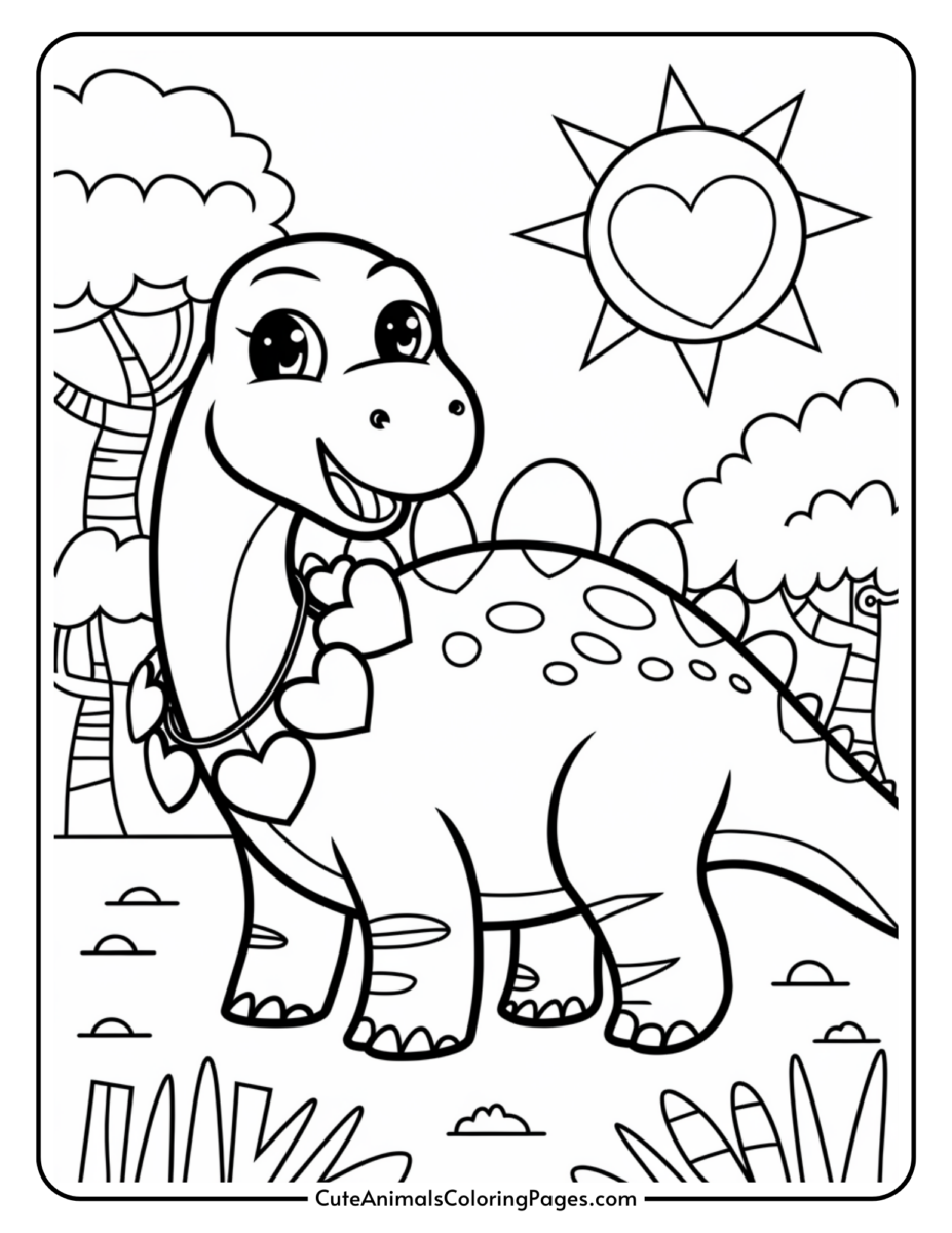 Dinosaur Valentine Coloring Page (22 Free Printables) - Cute Animals ...