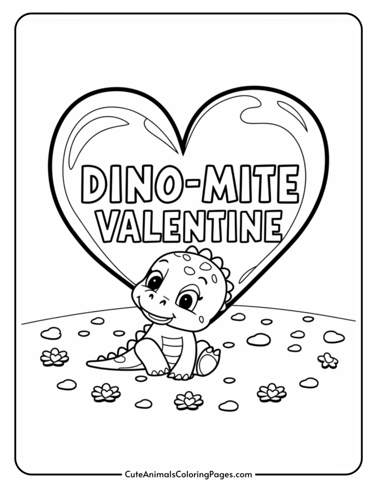 Dinosaur Valentine Coloring Page (22 Free Printables) - Cute Animals ...
