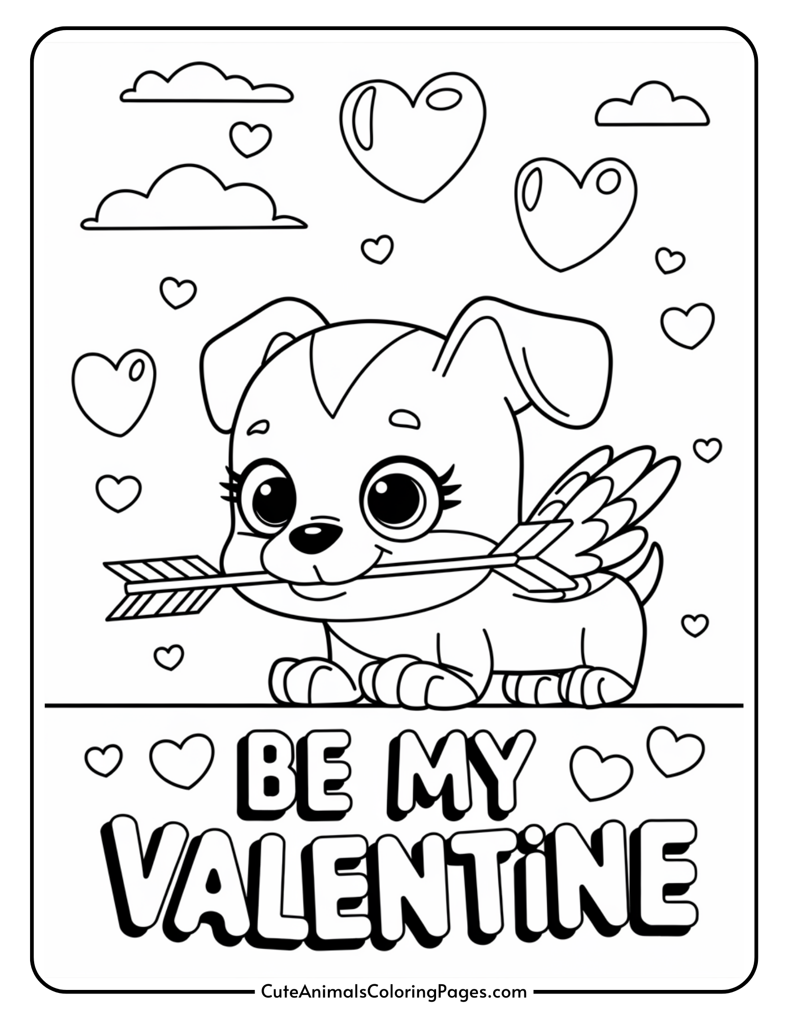 Puppy Valentine Coloring Pages (5 Free Printables) - Cute Animals ...