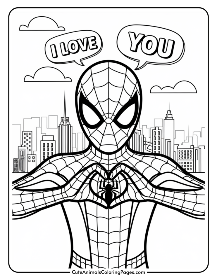 Spiderman Valentine Coloring Pages (30 Free Printables) - Cute Animals ...