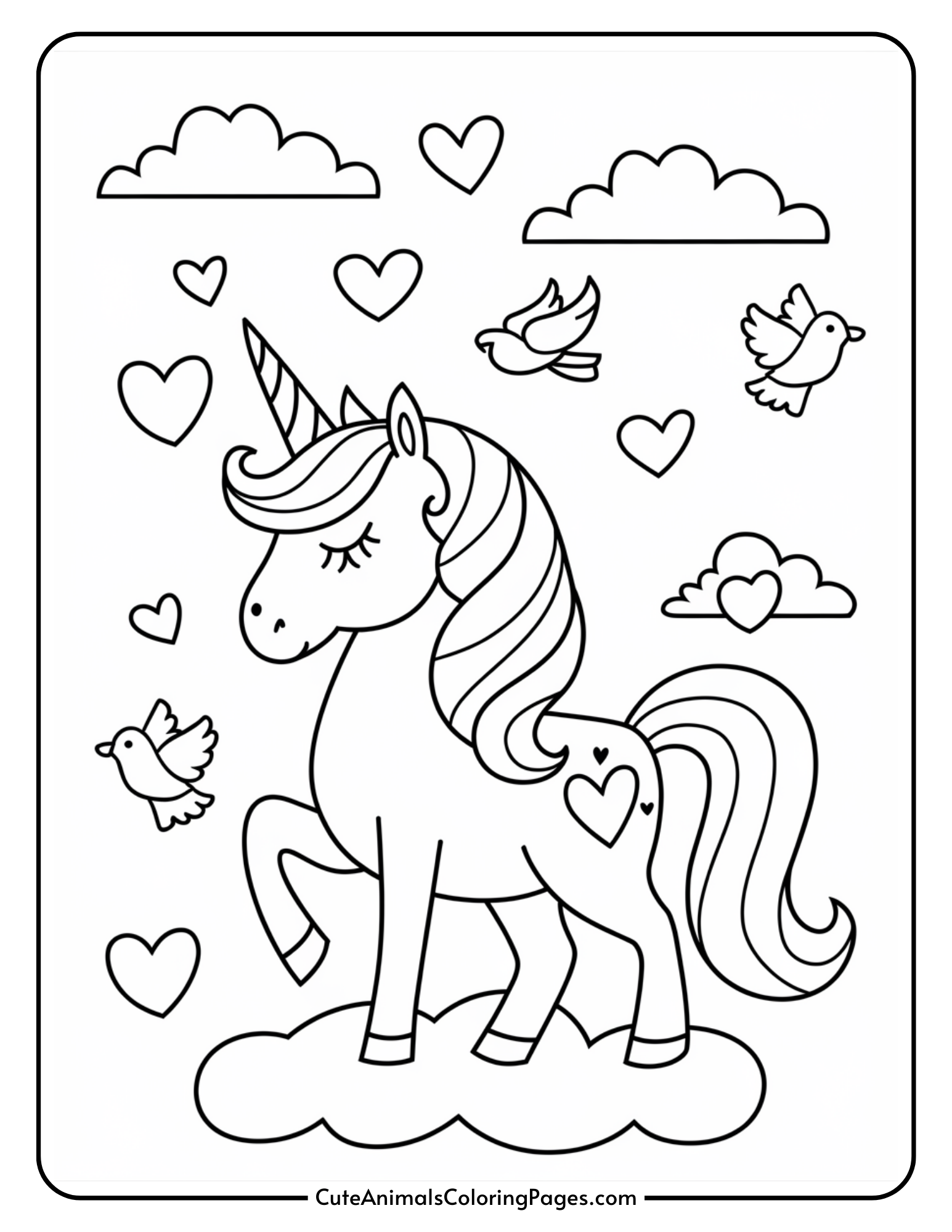 Unicorn Valentine Coloring Pages (8 Free Printables) - Cute Animals ...