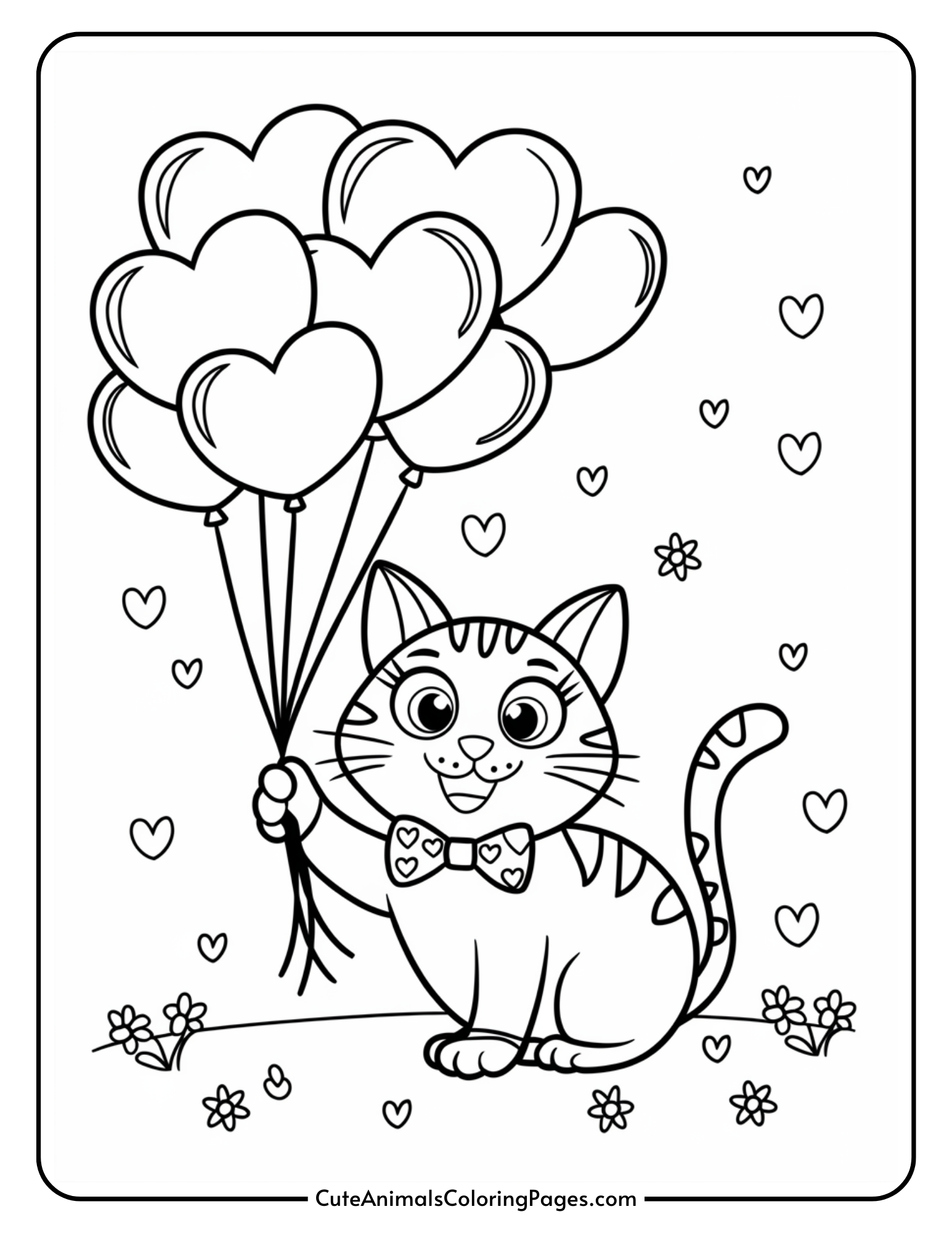 Valentine Cat Coloring Pages (8 Free Printable PDF Pages) - Cute ...