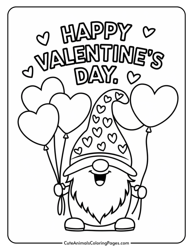 Valentine Gnome Coloring Pages (6 Free Printable PDF Pages) - Cute ...