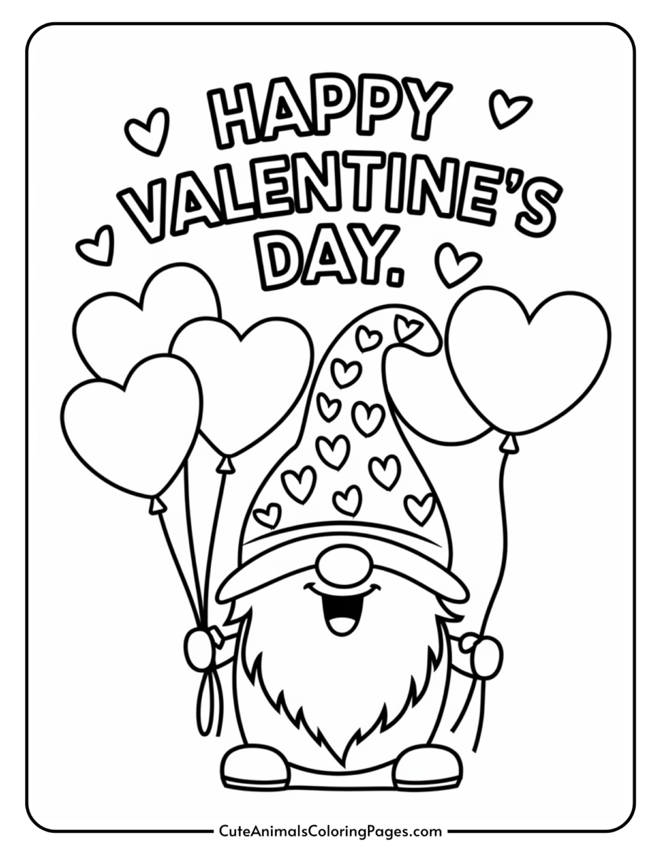 Valentine Gnome Coloring Pages (6 Free Printable PDF Pages) - Cute ...
