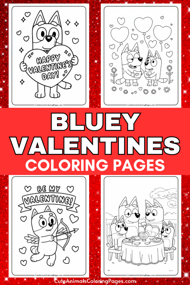 Bluey Valentines Coloring Pages (19 Free Printable PDF Pages) - Cute ...