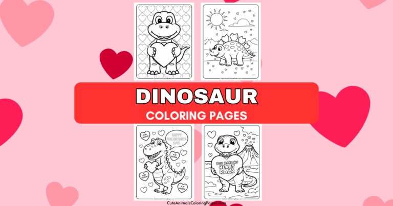 Dinosaur Valentine Coloring Page (22 Free Printables) - Cute Animals ...