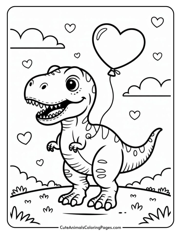 Dinosaur Valentine Coloring Page (22 Free Printables) - Cute Animals ...