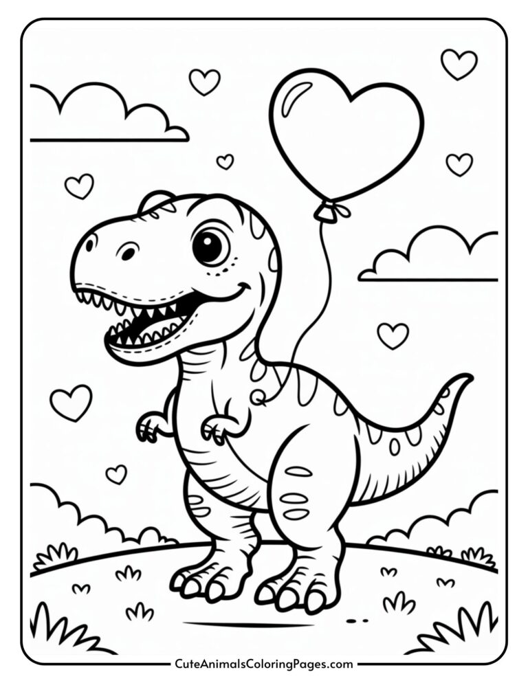 Dinosaur Valentine Coloring Page (22 Free Printables) - Cute Animals ...