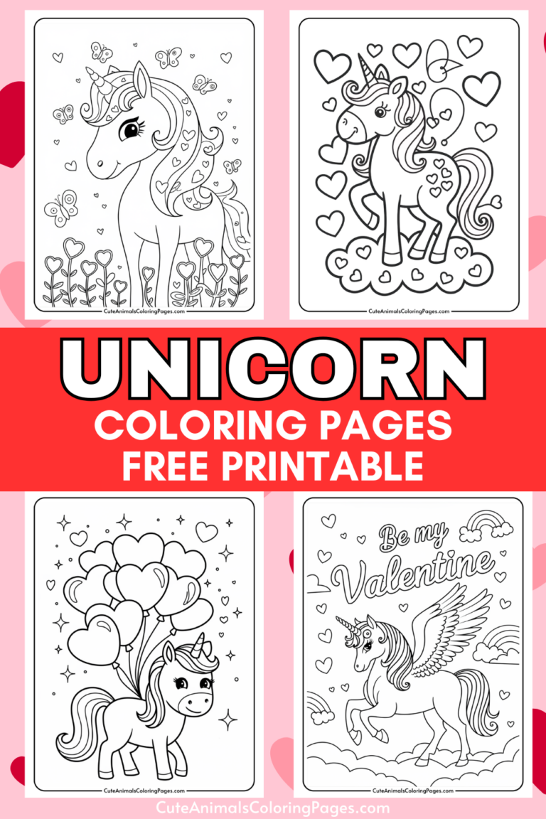 Unicorn Valentine Coloring Pages (21 Free Printables) - Cute Animals ...