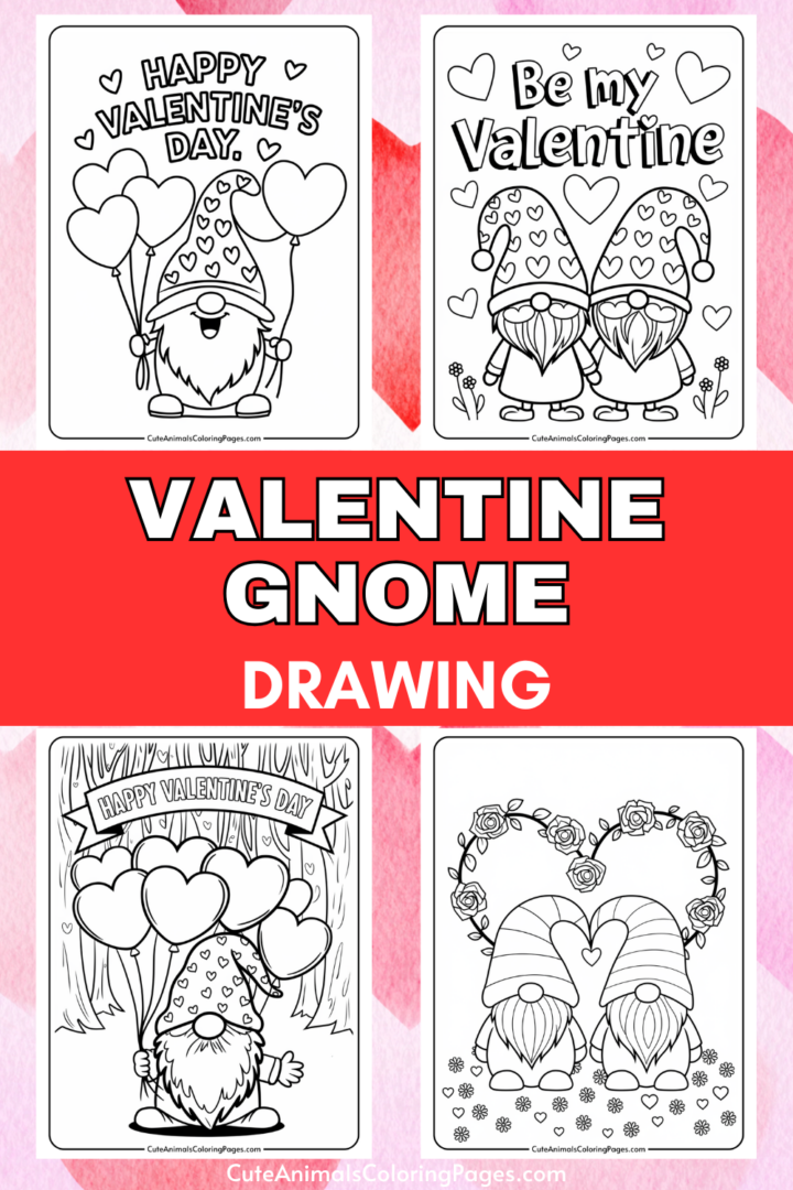 Valentine Gnome Coloring Pages (6 Free Printable PDF Pages) - Cute ...