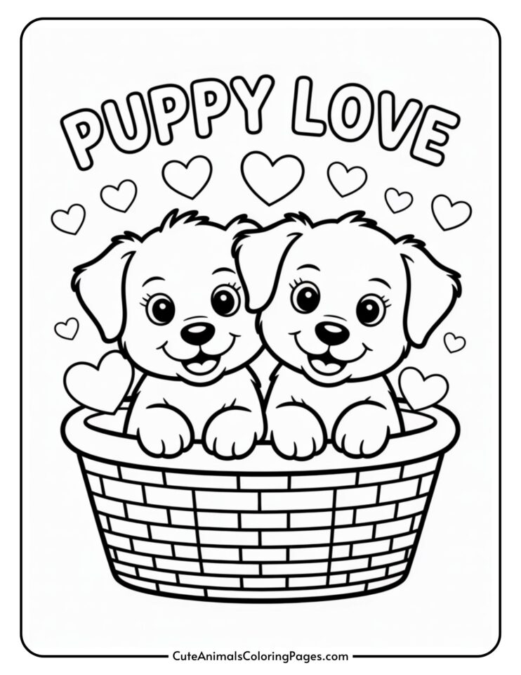 Puppy Valentine Coloring Pages (19 Free Printables) - Cute Animals ...