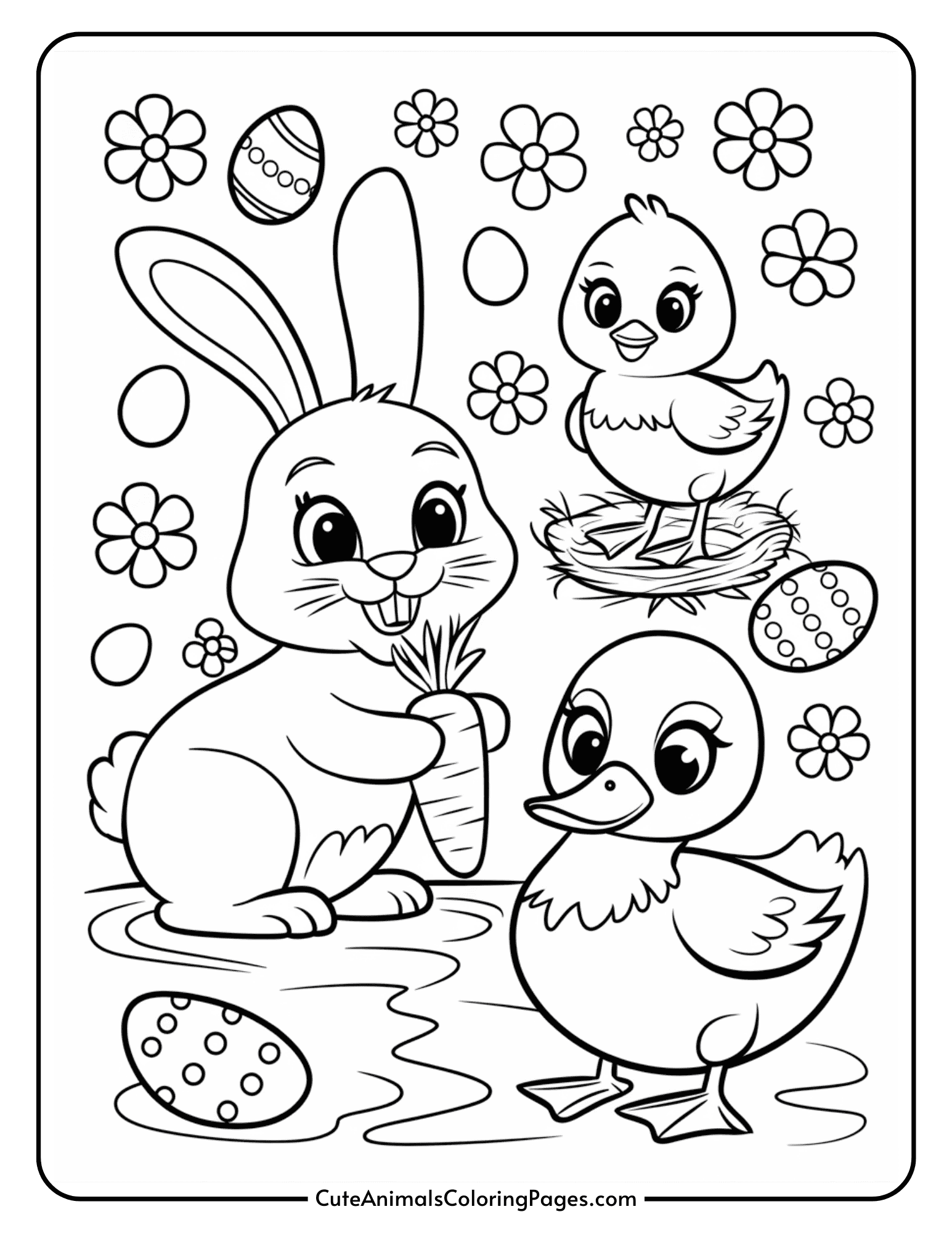 Easter Animal Coloring Pages (7 Free Printable PDF Pages) - Cute ...