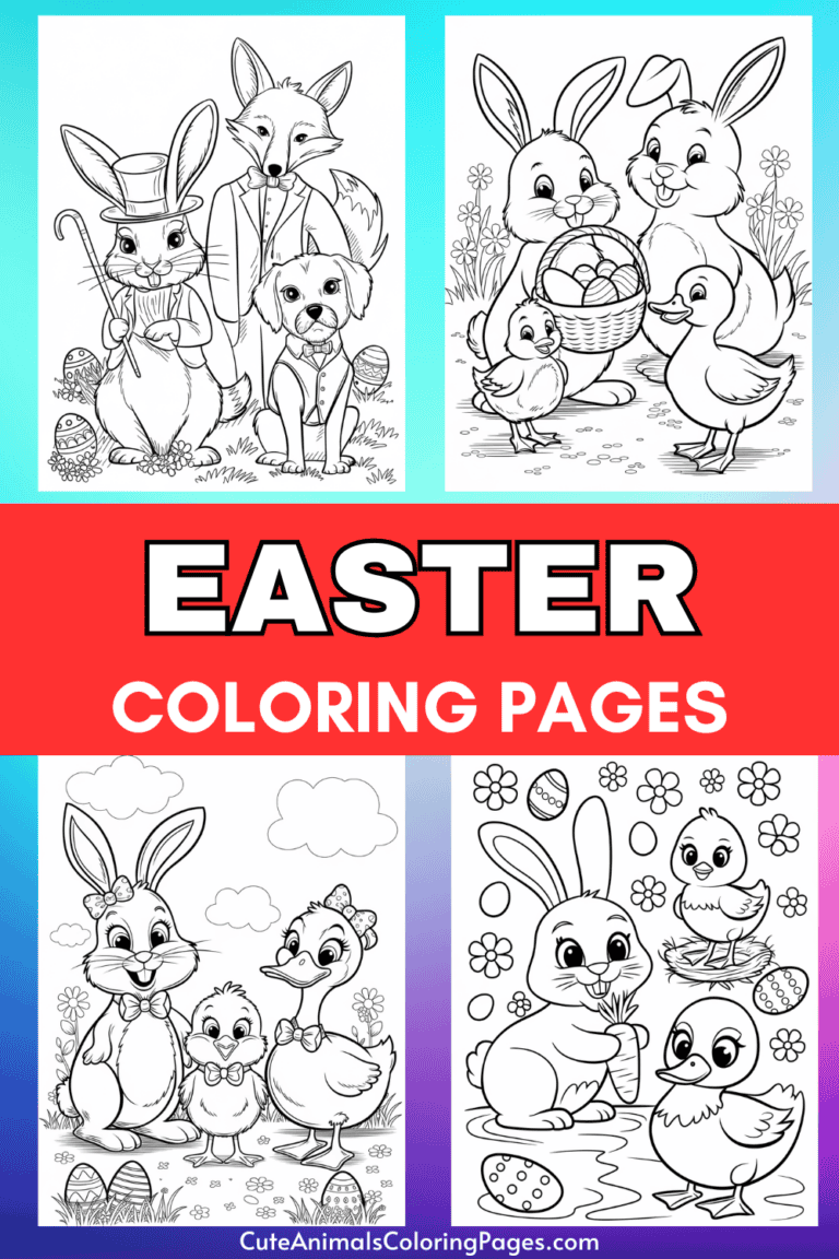 Easter Animal Coloring Pages (7 Free Printable PDF Pages) - Cute ...
