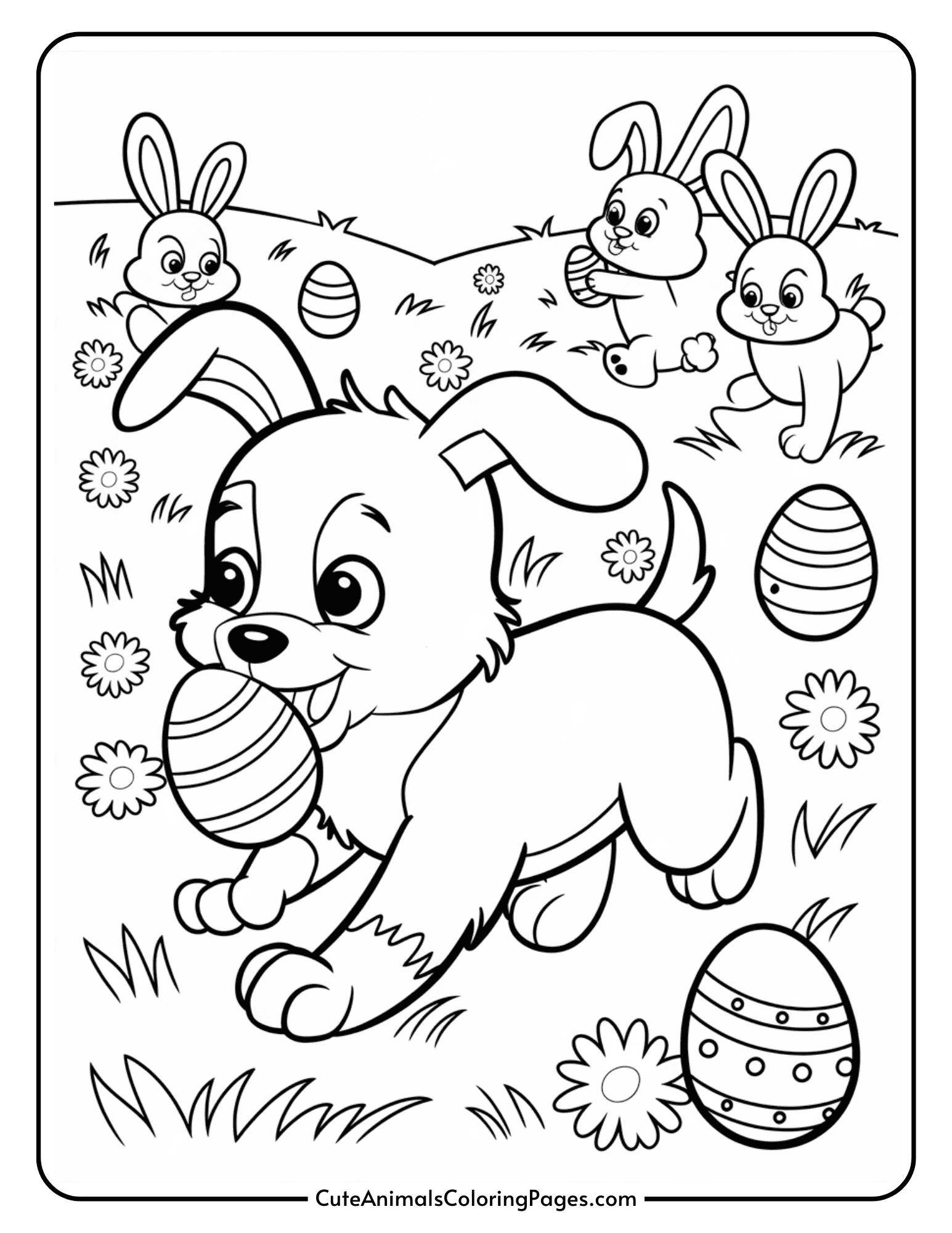 Easter Puppy Coloring Pages (10 Free Printable PDF Pages) - Cute ...