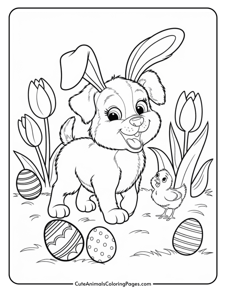 Easter Puppy Coloring Pages (10 Free Printable PDF Pages) - Cute ...