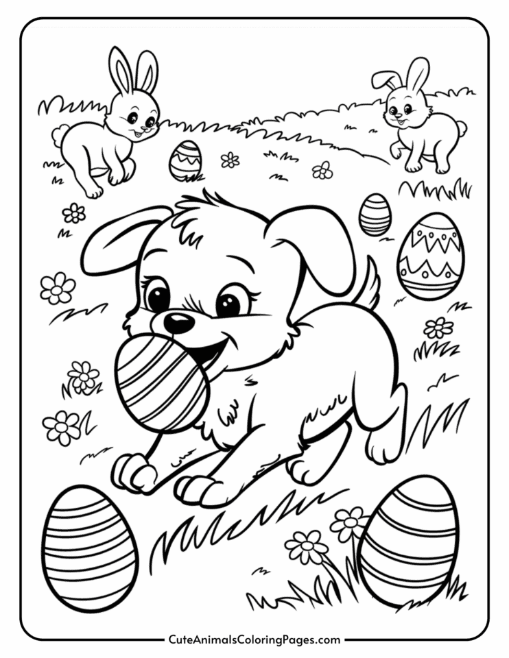 Easter Puppy Coloring Pages (10 Free Printable PDF Pages) - Cute ...