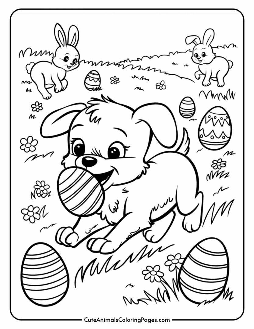 Easter Puppy Coloring Pages (10 Free Printable PDF Pages) - Cute ...