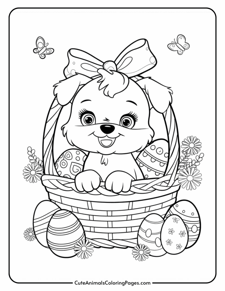 Easter Puppy Coloring Pages (10 Free Printable PDF Pages) - Cute ...