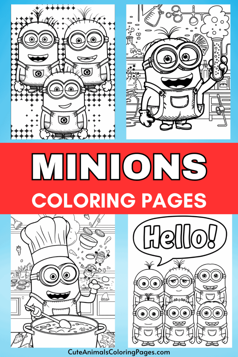 Minions Coloring Pages (15 Free Printable PDF Pages) - Cute Animals ...