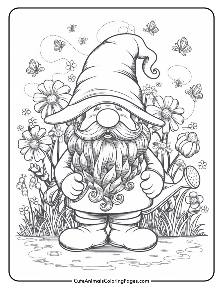 Spring Gnome Coloring Pages (12 Free Printable PDF Pages) - Cute ...