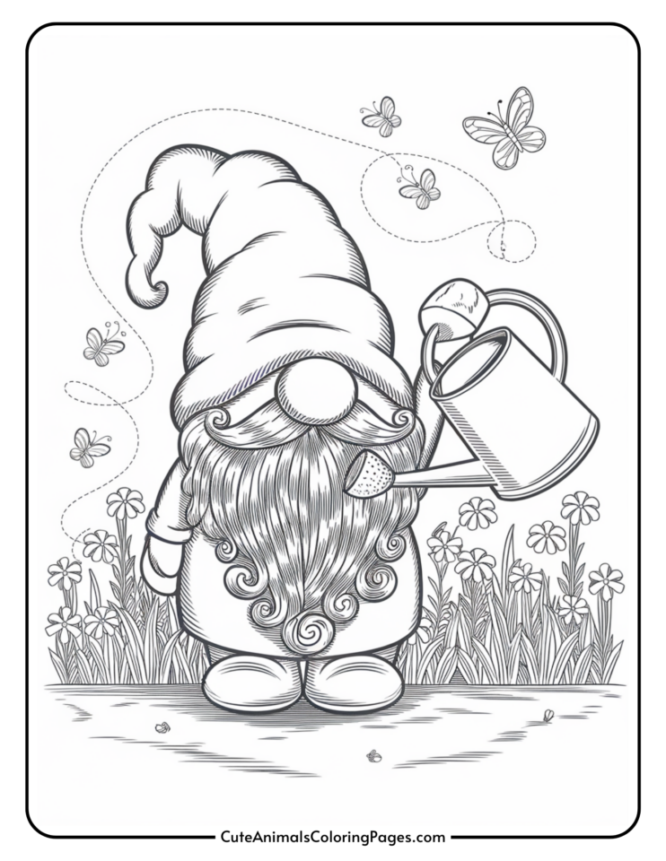 Spring Gnome Coloring Pages (12 Free Printable PDF Pages) - Cute ...