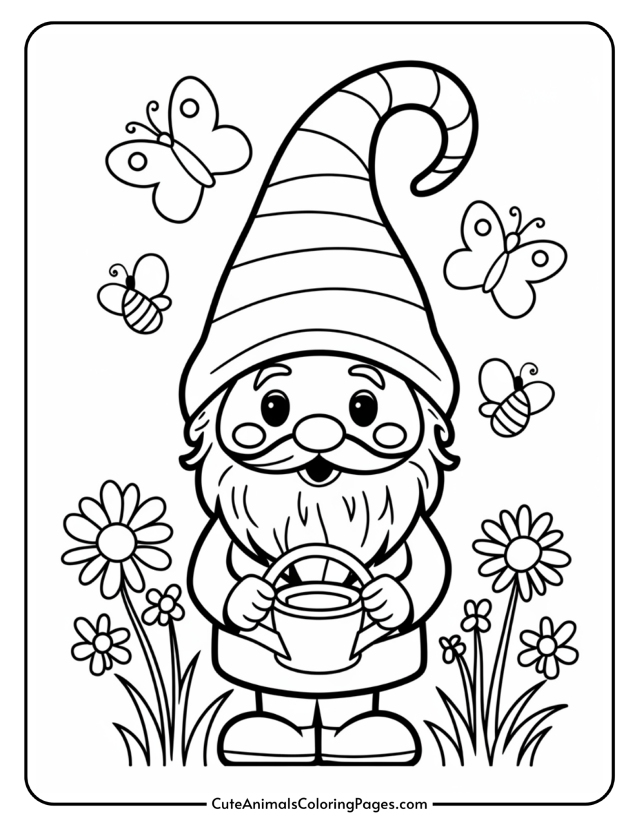 Spring Gnome Coloring Pages (12 Free Printable PDF Pages) - Cute ...