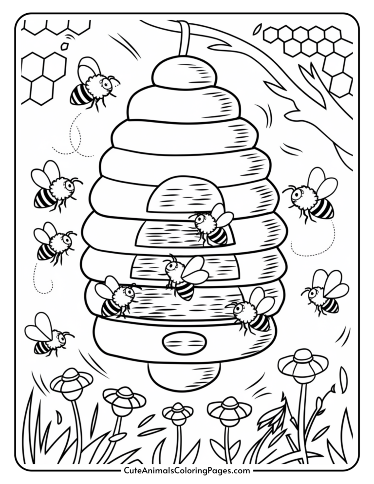 Bee Coloring Pages (15 Free Printable PDF Pages) - Cute Animals ...