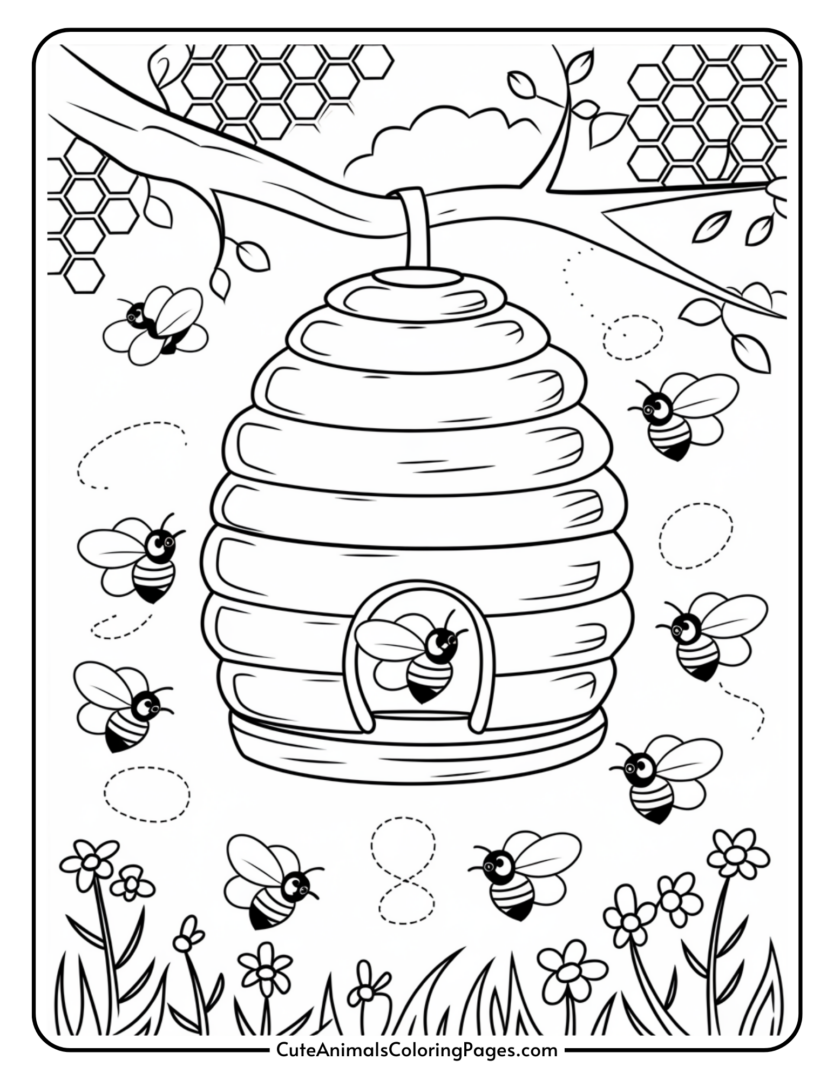 Bee Coloring Pages (15 Free Printable PDF Pages) - Cute Animals ...