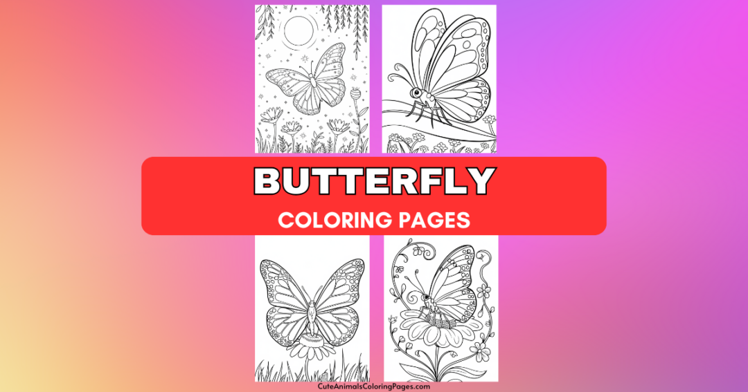 Butterfly Coloring Pages (9 Free Printable PDF Pages) - Cute Animals ...
