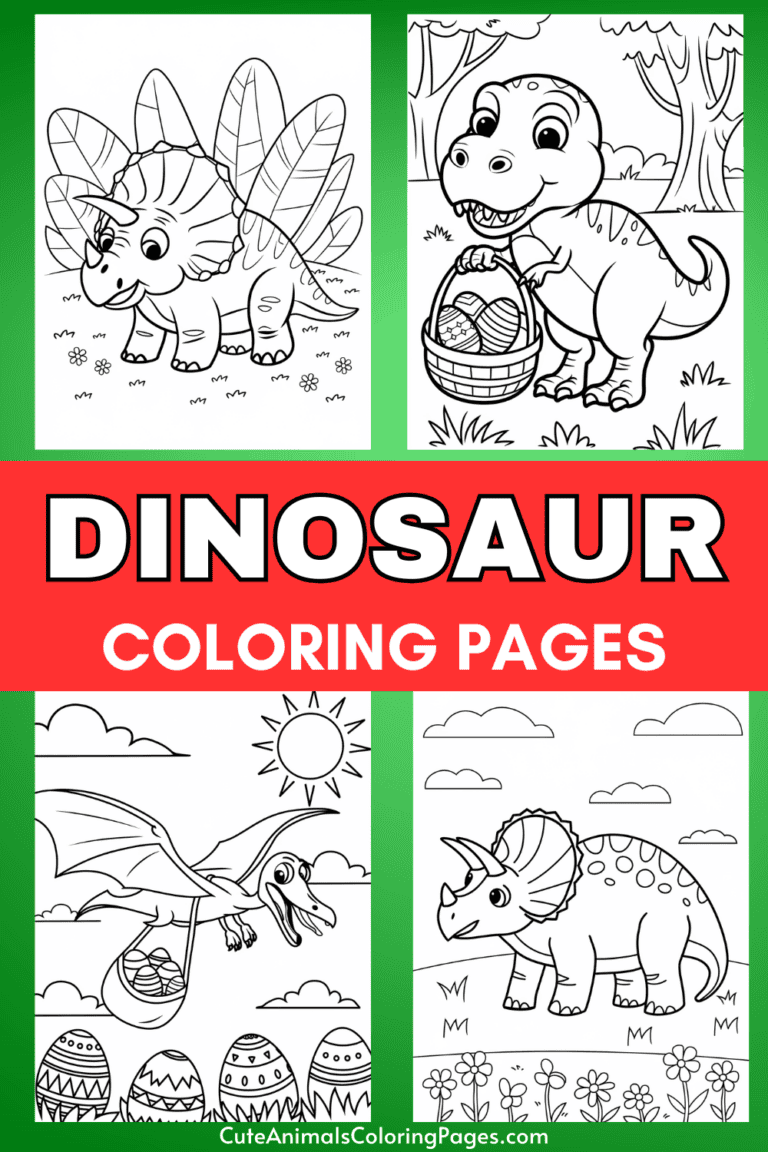 Dinosaur Easter Coloring Pages (15 Free Printable PDF Pages) - Cute ...