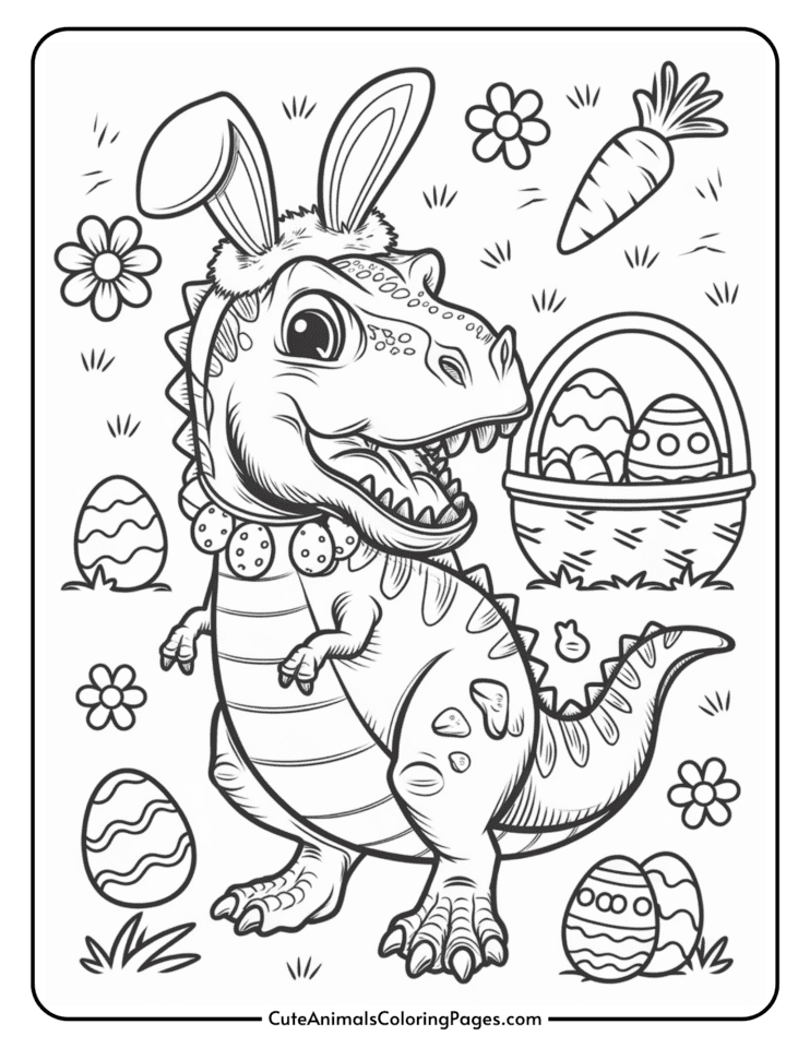 Dinosaur Easter Coloring Pages (15 Free Printable PDF Pages) - Cute ...