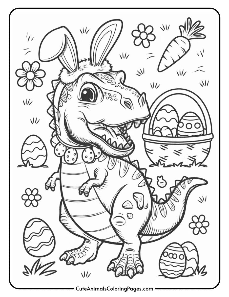 Dinosaur Easter Coloring Pages (15 Free Printable PDF Pages) - Cute ...