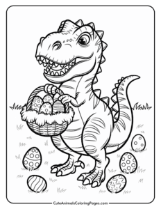 Dinosaur Easter Coloring Pages (15 Free Printable PDF Pages) - Cute ...