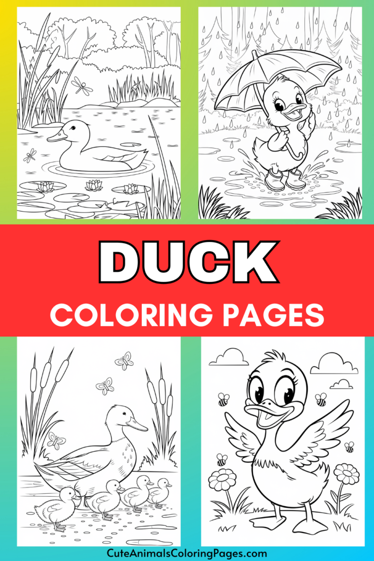 Duck Coloring Pages (15 Free Printable PDF Pages) - Cute Animals ...