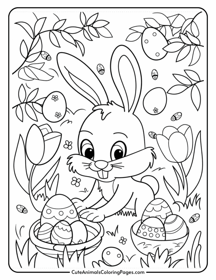 Easter Bunny Coloring Pages (13 Free Printable PDF Pages) - Cute ...