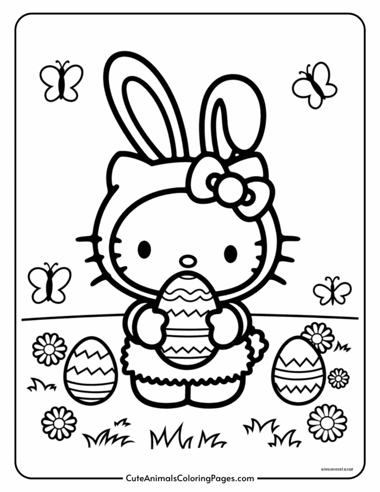 Hello Kitty Easter Coloring Pages (15 Free Printable PDF Pages) - Cute ...