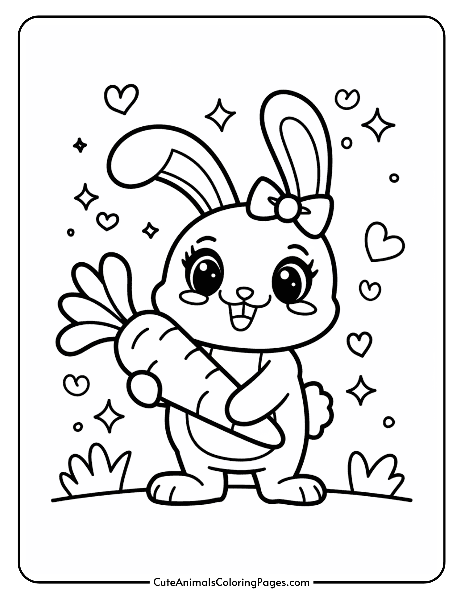 Kawaii Bunny Coloring Pages (13 Free Printable PDF Pages) - Cute ...