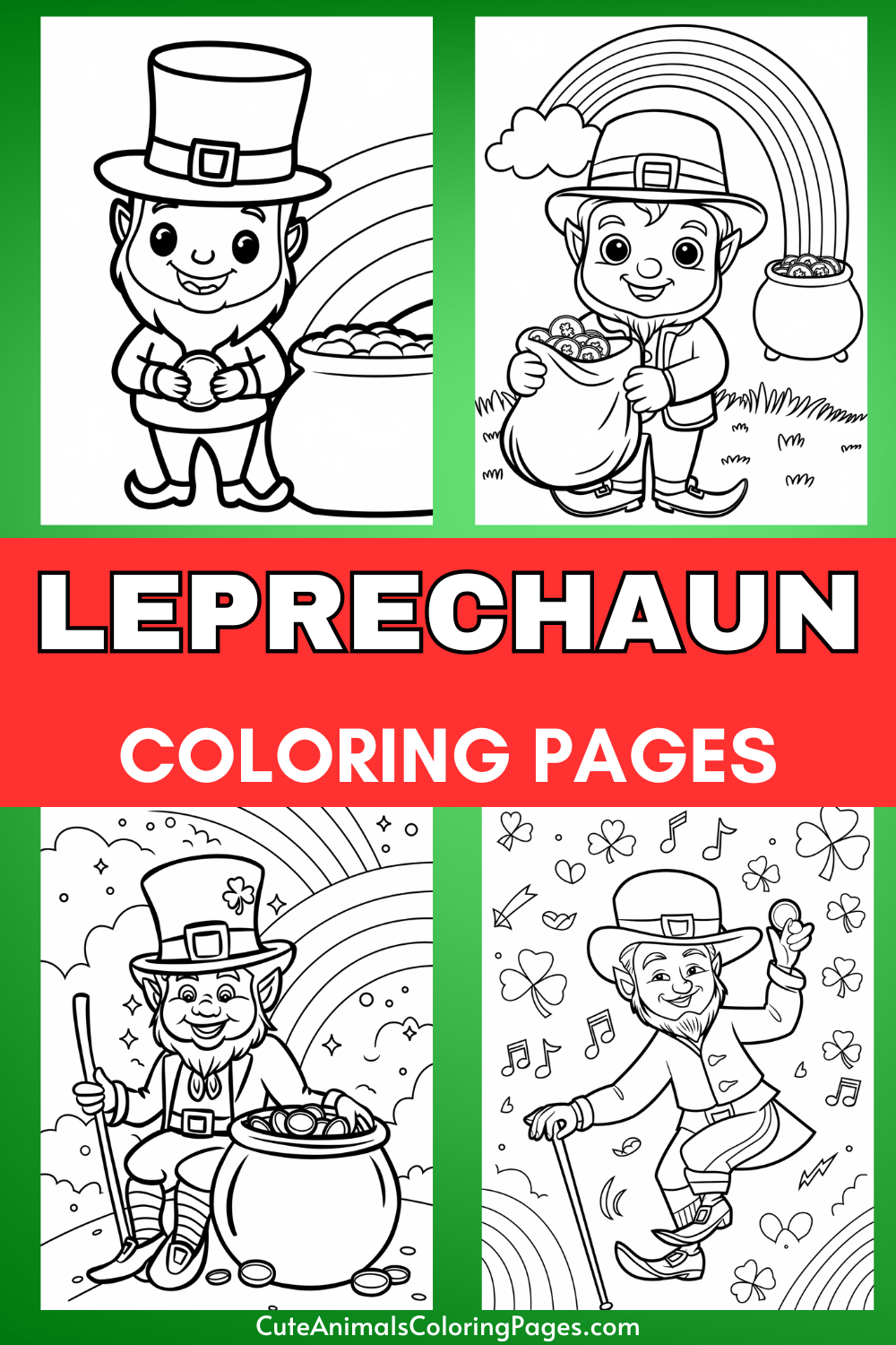 Leprechaun Coloring Pages (12 Free Printable PDF Pages) - Cute Animals ...