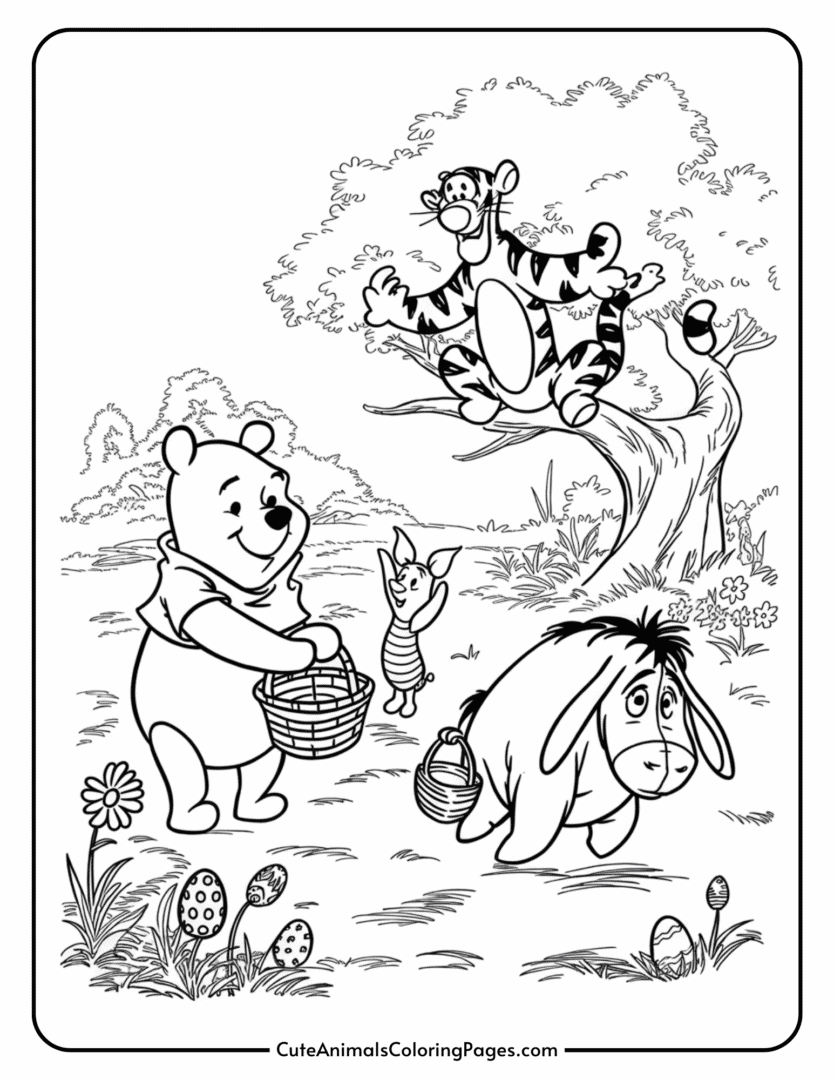 Winnie the Pooh Easter Coloring Pages (12 Free Printable PDF Pages ...