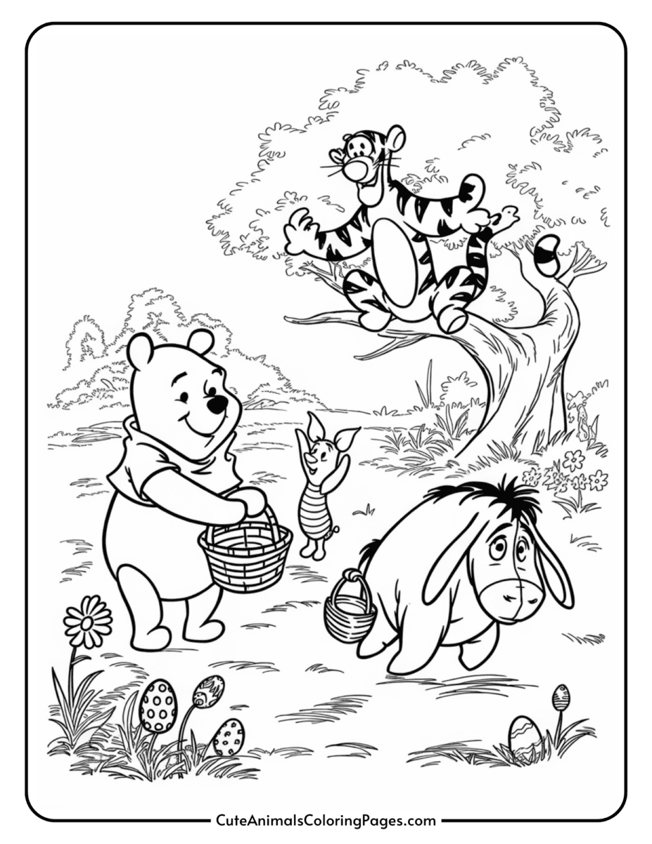 Winnie the Pooh Easter Coloring Pages (12 Free Printable PDF Pages ...