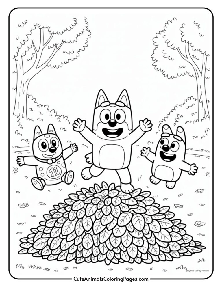 Bluey Fall Coloring Pages (8 Printable PDF Pages) - Cute Animals ...
